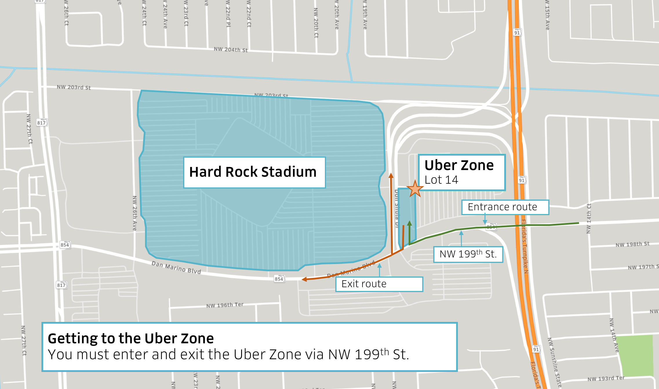 Instructions For Drivers At Hard Rock Stadium | Uber